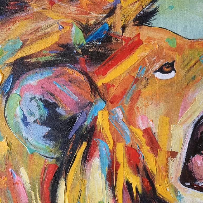 Lion King is Awake Painting by Ema Kato | Saatchi Art