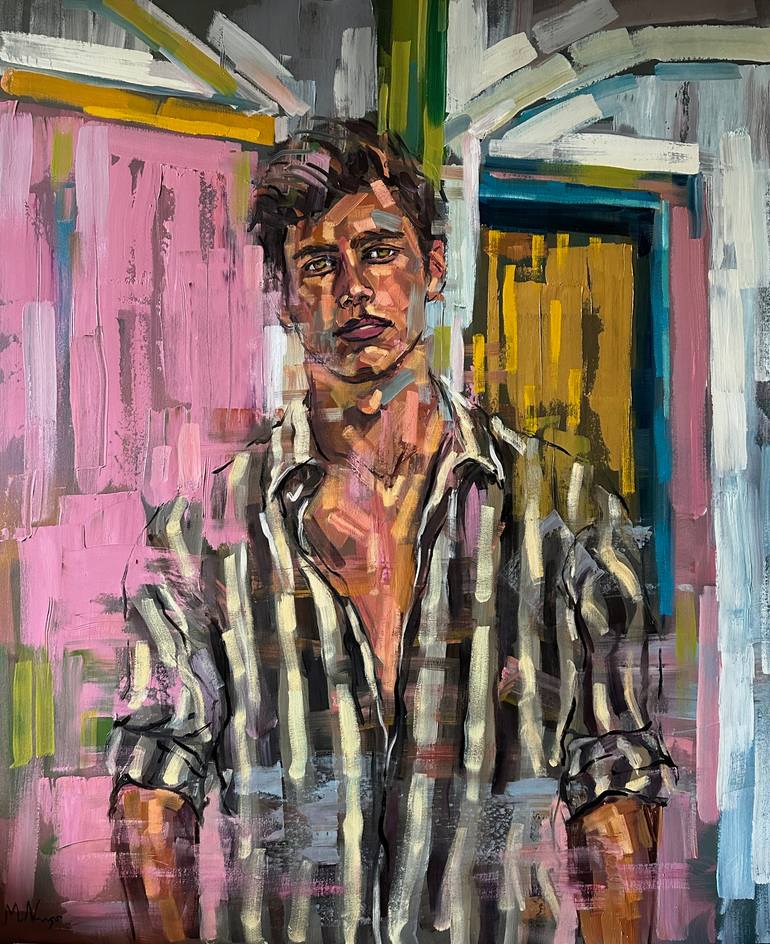 Colourful young male model Painting by Emmanouil Nanouris | Saatchi Art