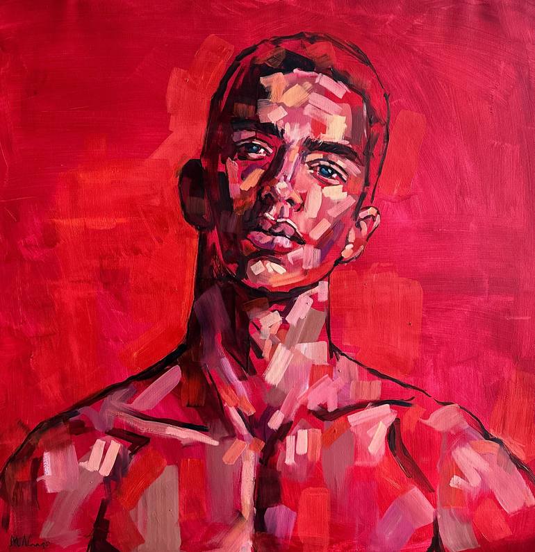 Young male model Painting by EMMANOUIL NANOURIS | Saatchi Art
