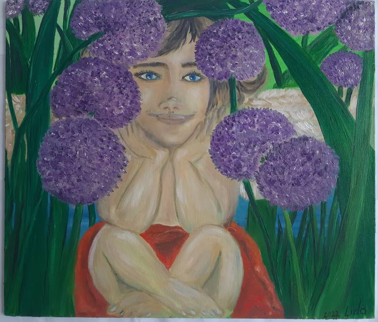 The angel hid Painting by Lidiia Sazonova | Saatchi Art