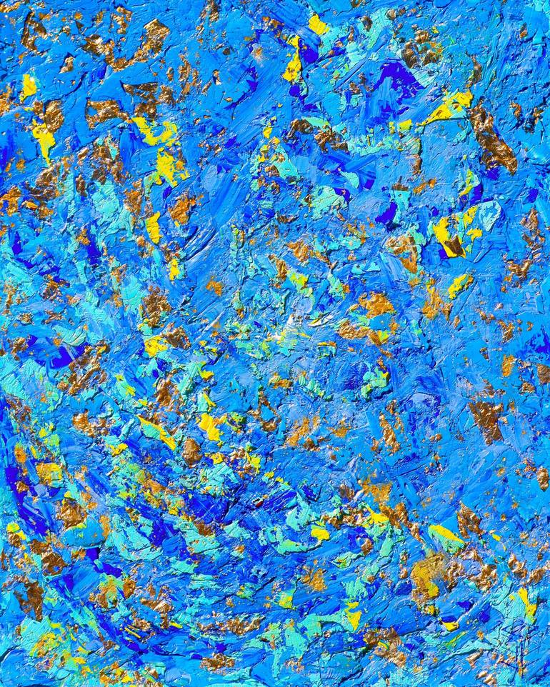 BLUE BEUTY OF SPACE - oil painting, abstract Painting by Ekaterina ...