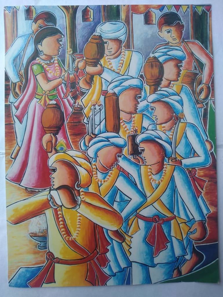 Pandava nritya Painting by lata shukla | Saatchi Art
