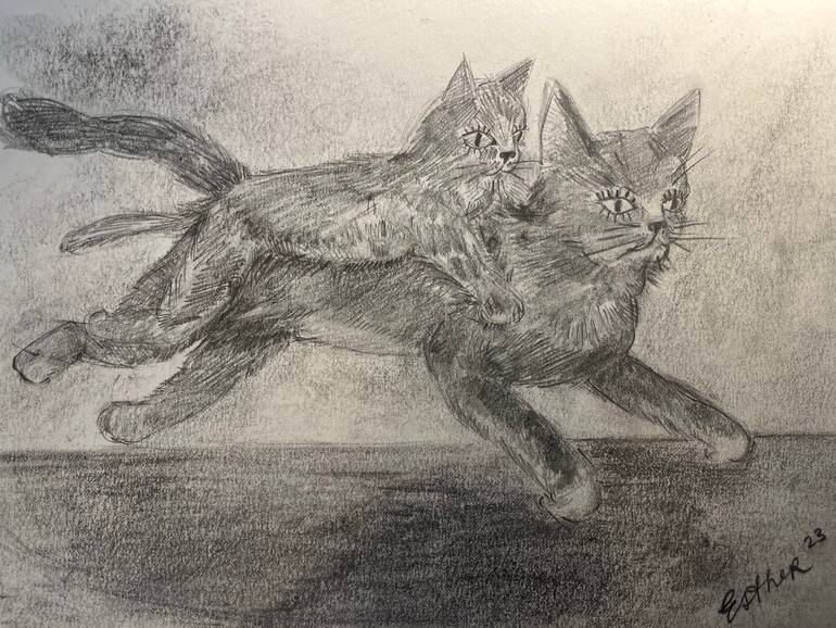 Running from Danger Drawing by Esther Suzanne Scott - Mackay | Saatchi Art