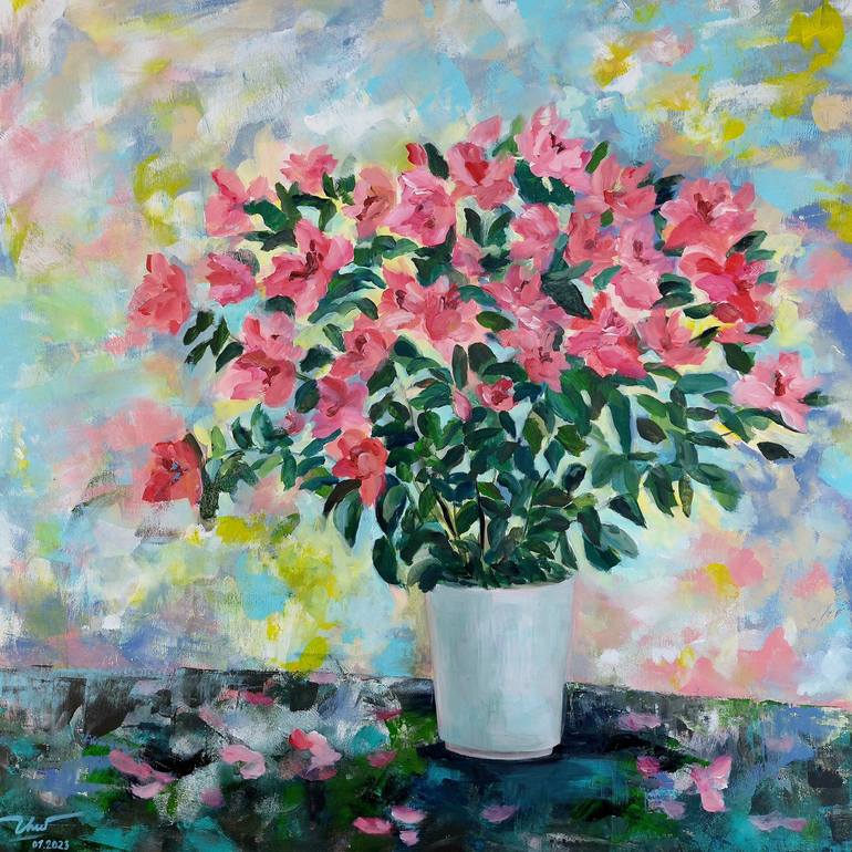 Azalea Painting by Thu Nguyen | Saatchi Art