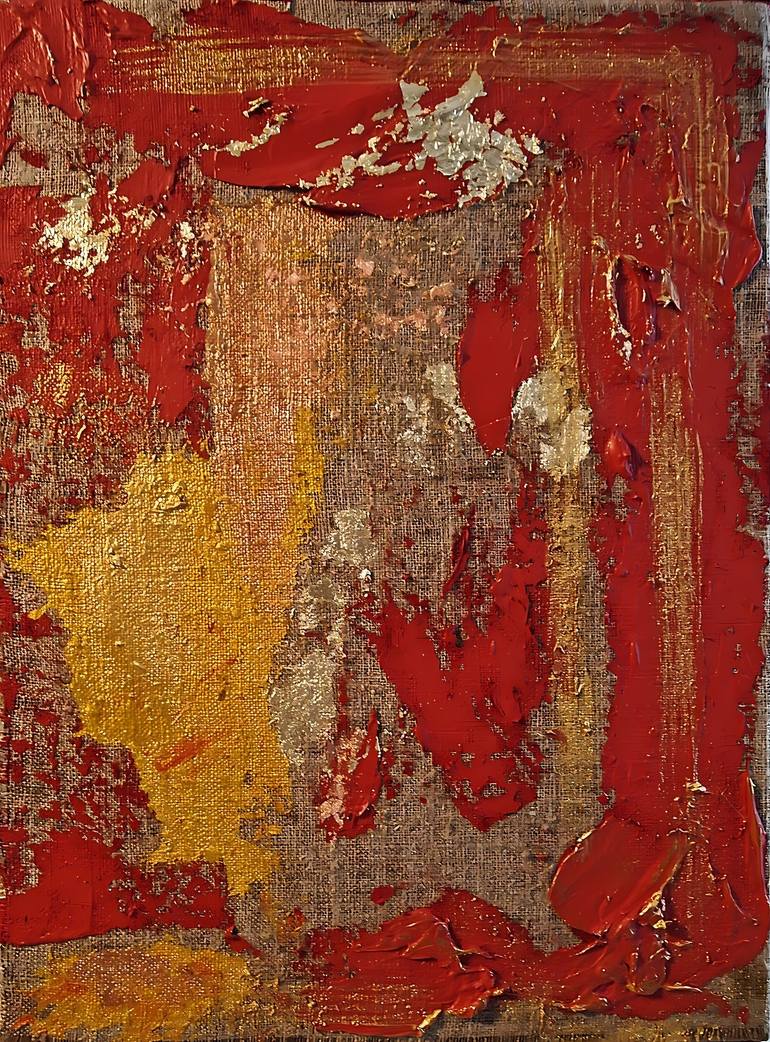 Fresco red#2. Abstract minimalist structure painting. Painting by ...