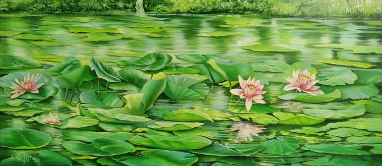 Stagno con ninfee Painting by Antonio Cirafisi | Saatchi Art