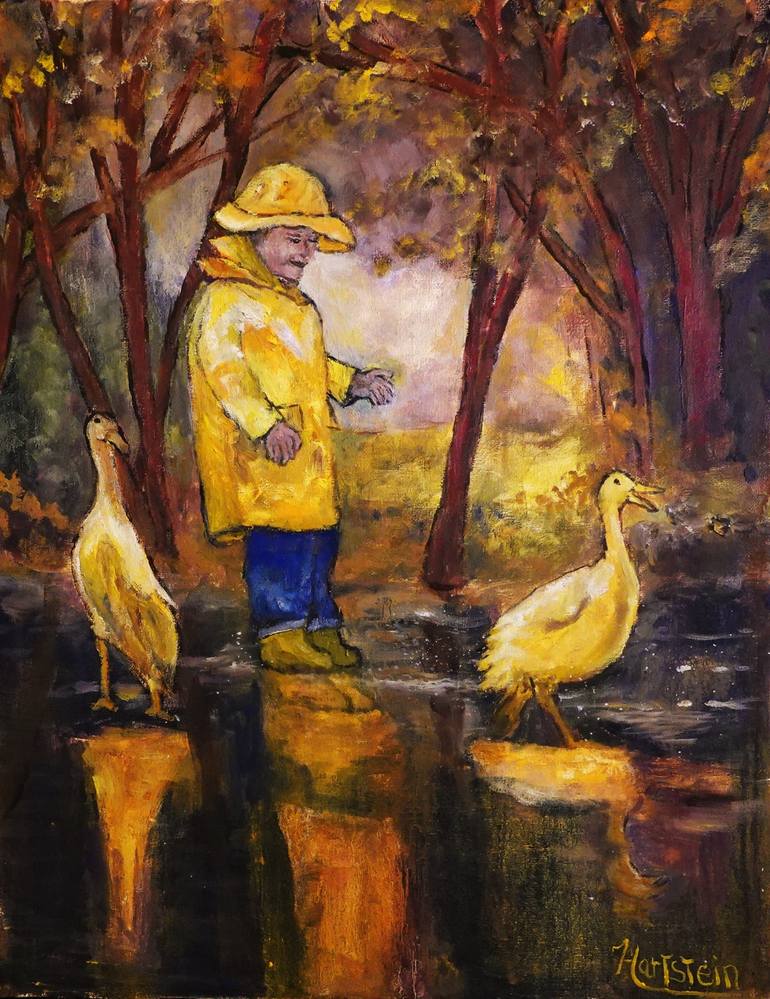 Ducks in a Row Painting by Michael Hartstein | Saatchi Art