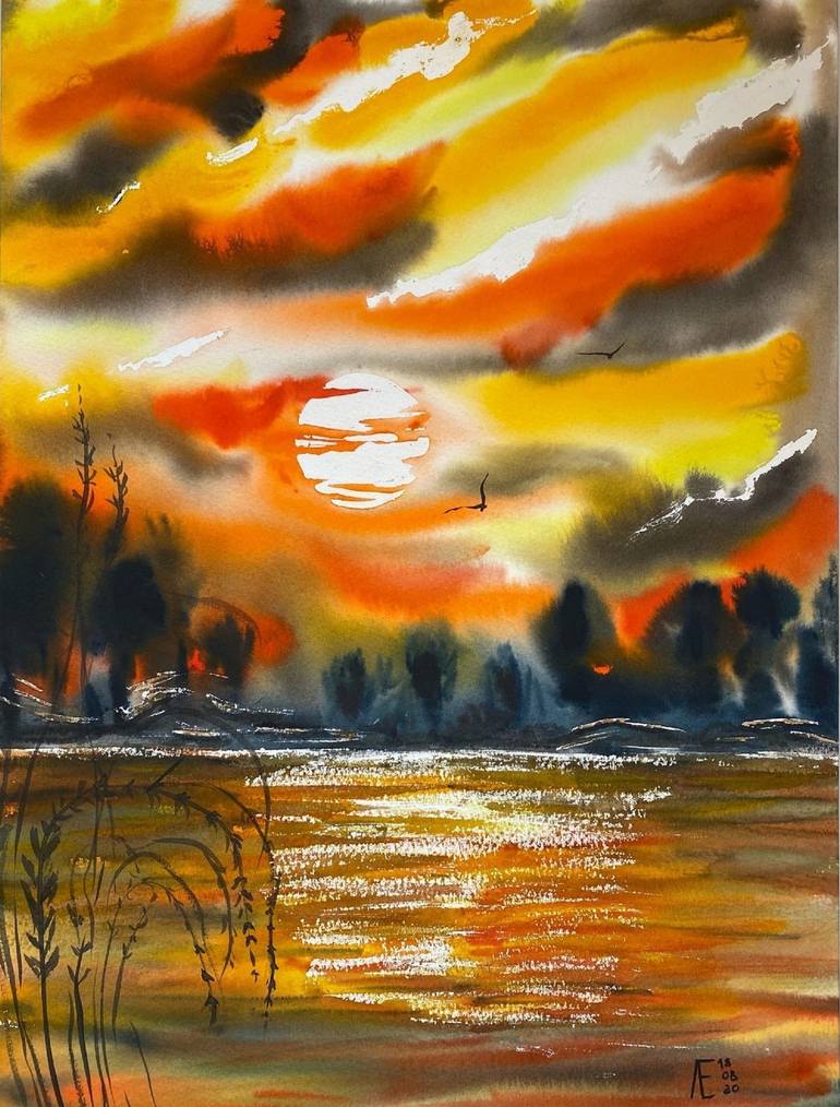 Sunset Painting by Elena Lisovskaya | Saatchi Art