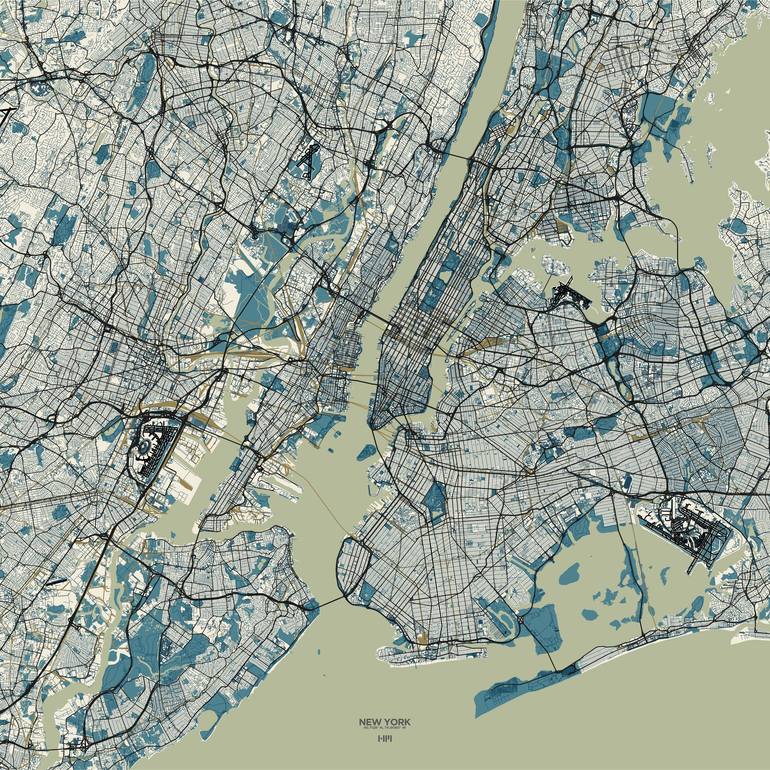 New York | Series A #101A Designers City Map Art | Happymakers | Giclee ...