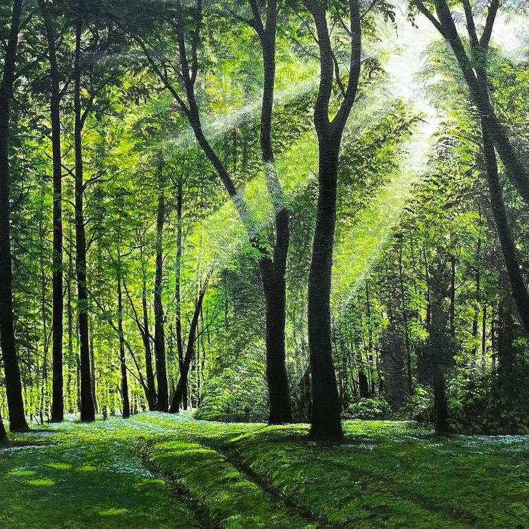 Nature of Iran- Amol forest park Painting by Elahe Jalili | Saatchi Art