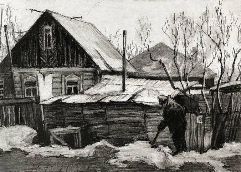 Rural life Drawing by Aleksandra Smirnova | Saatchi Art