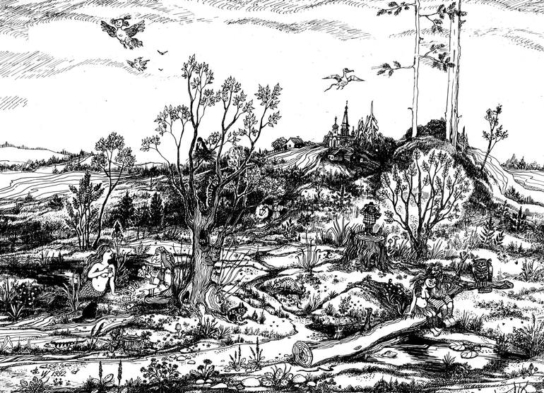 In the Enchanted Swamp Drawing by Irina Uzhinova | Saatchi Art
