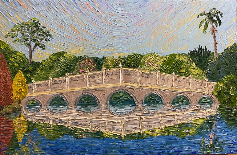 Seven arch stone bridge Painting by Guzaliya Xavier | Saatchi Art