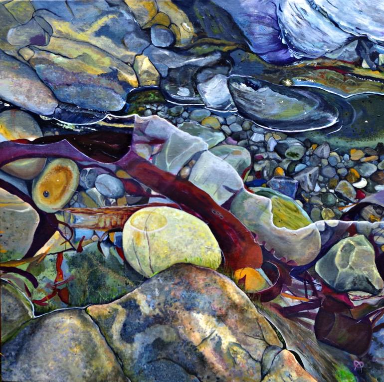 Blue rockpool Painting by Sheila Robinson | Saatchi Art