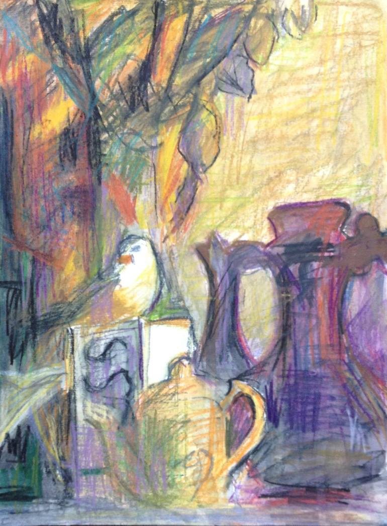 Still life with a bird Drawing by Marina Goryacheva | Saatchi Art