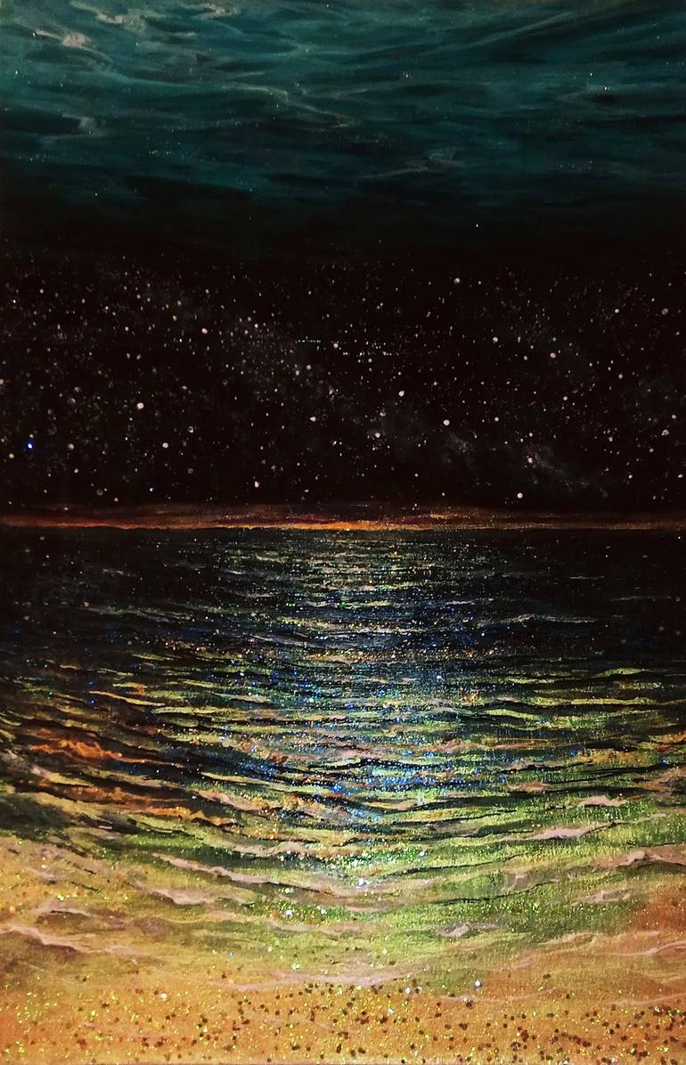 Night Sea Painting by Daria Gromova | Saatchi Art
