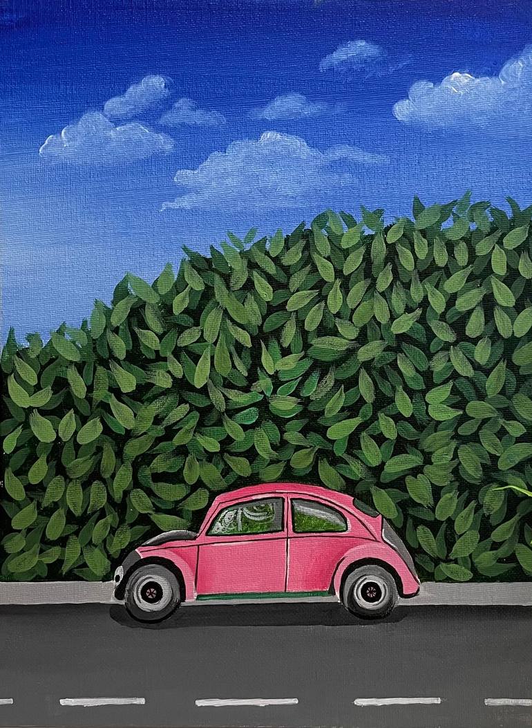 The pink car Painting by Priyanka Tejwani | Saatchi Art