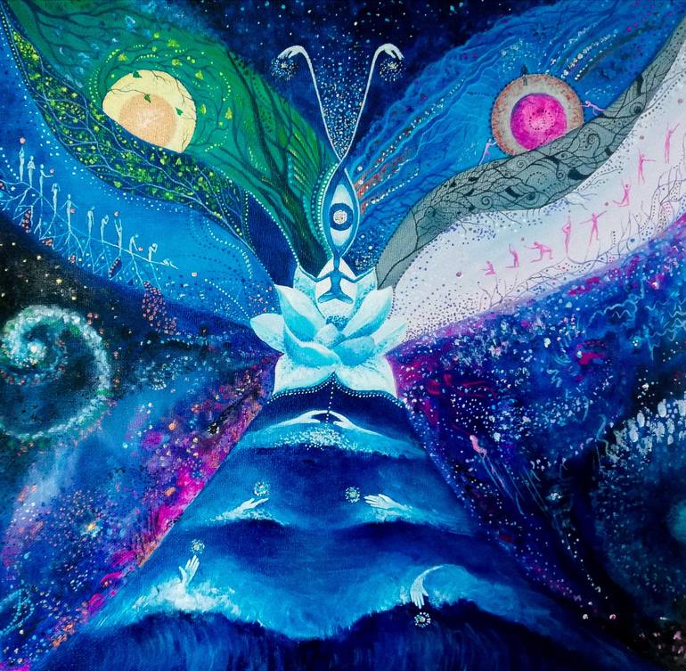 Blue lotus Painting by Vladislava Pidlubna | Saatchi Art