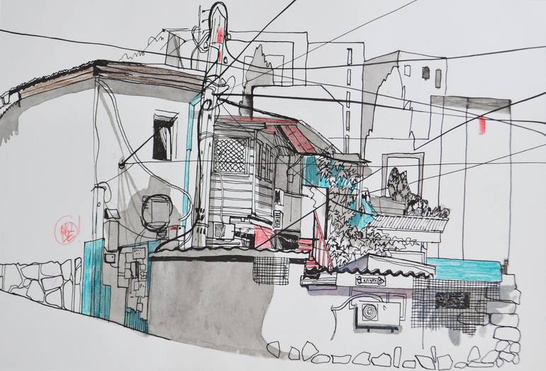 South side street Drawing by Mariya Shalimova | Saatchi Art