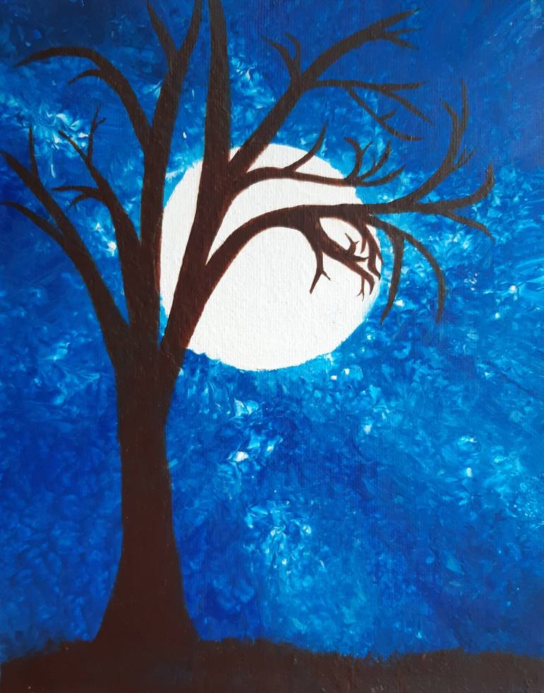 A hauntingly beautiful moonlight Painting by Leanne Lukjanovs | Saatchi Art