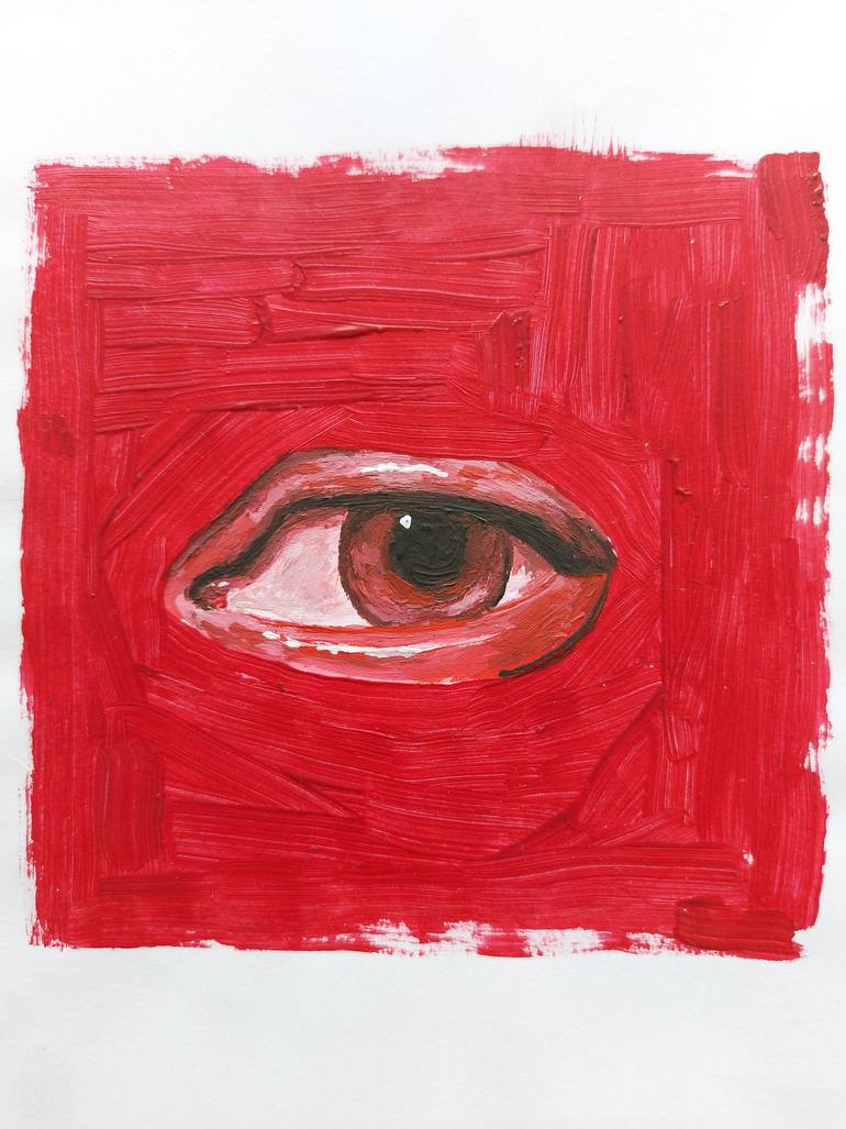 The red eye. Enigmatic Gaze Painting by Dmytro Shepelenko | Saatchi Art