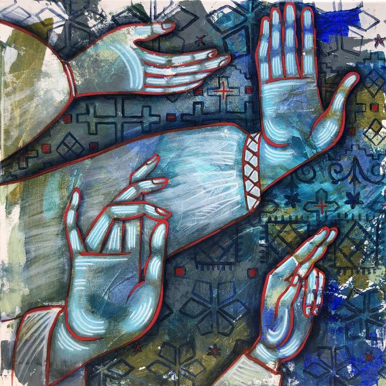 “PERSONAL BOUNDARIES” ABSTRACT FOLK HAND PAINTING Painting by Yuliia Chaika | Saatchi Art