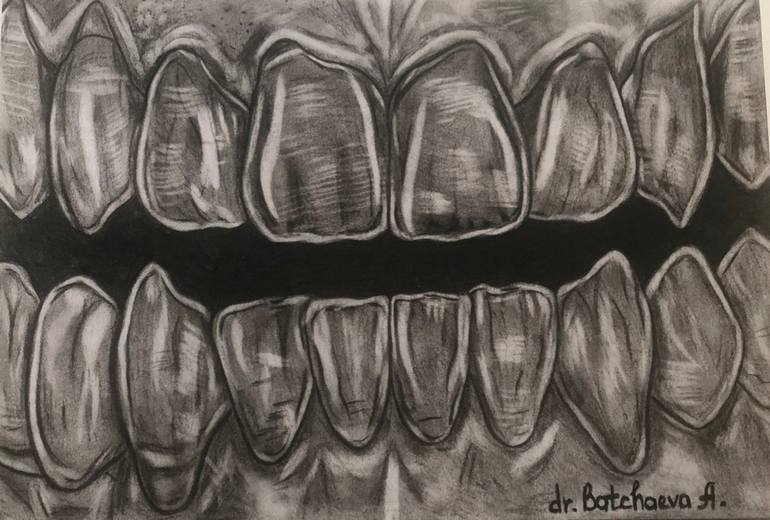 Dental art Drawing by Alina Batchaeva | Saatchi Art