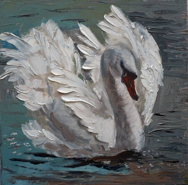 White Swan Painting by Alina Sunnykova | Saatchi Art