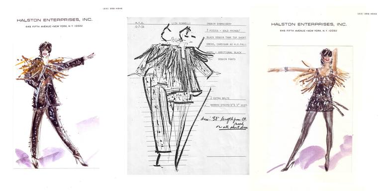 HALSTON Original 2 Full Color Fashion Illustrations for Miss Liza ...