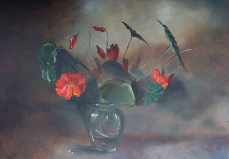 Red Nasturtiums Painting by Anna Butko | Saatchi Art
