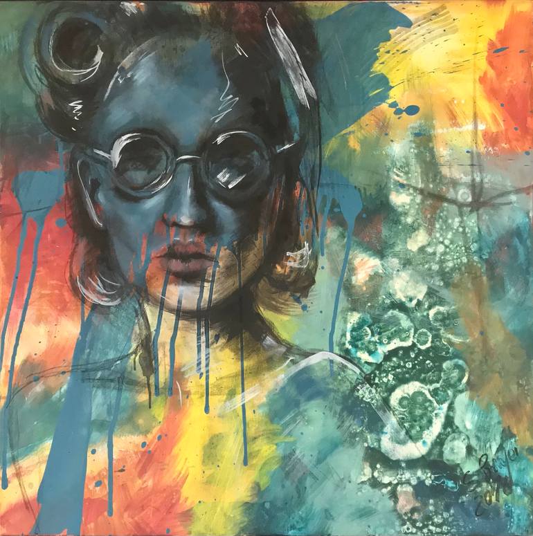 Retro Girl Painting by Sandy Berger | Saatchi Art