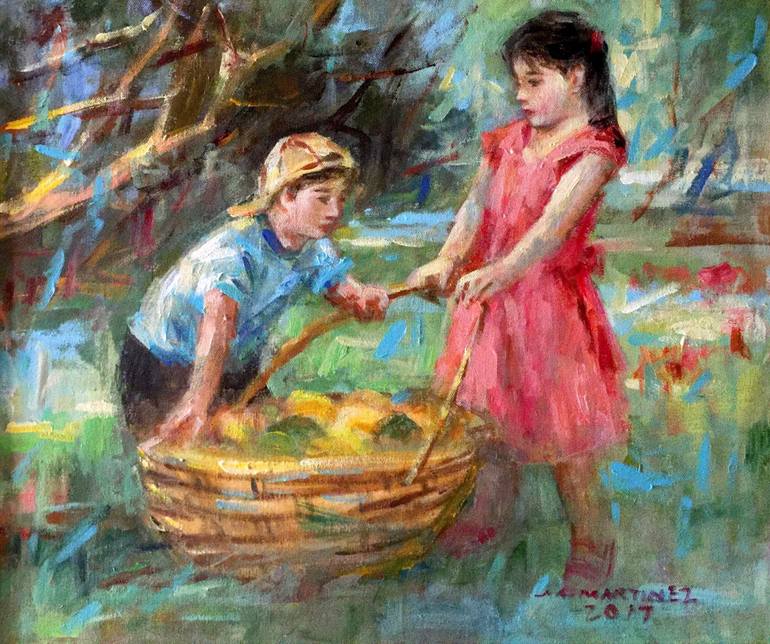 Mango Pickers Painting by Jun Martinez | Saatchi Art