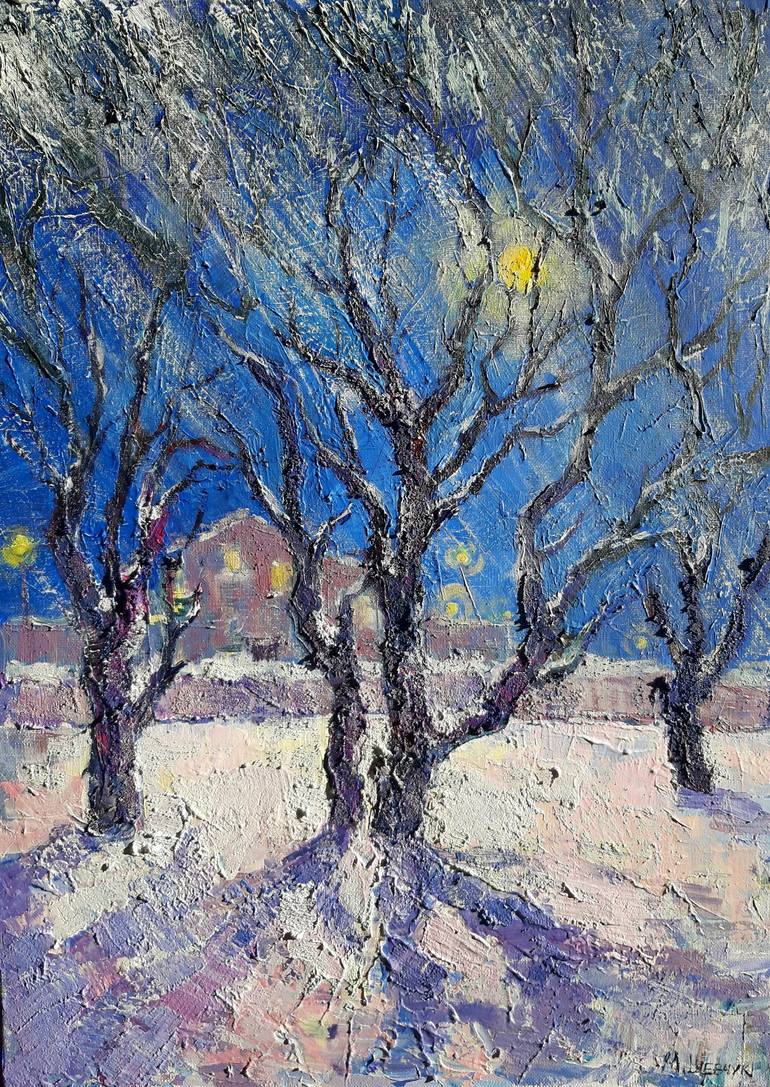 The snow is sparkling Painting by Maria Shevchuk | Saatchi Art