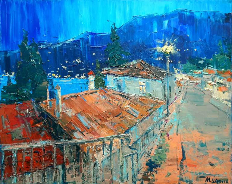 The evening in Gurzuf Painting by Maria Shevchuk | Saatchi Art