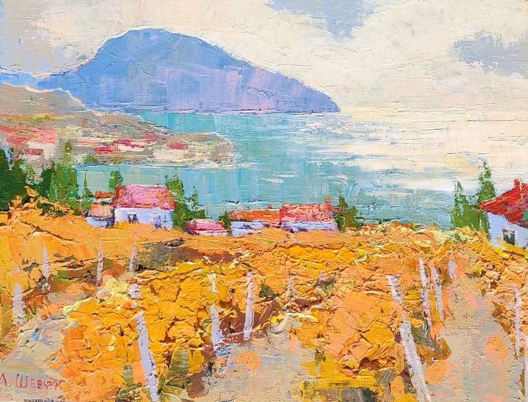 Golden Vineyards Painting by Maria Shevchuk | Saatchi Art