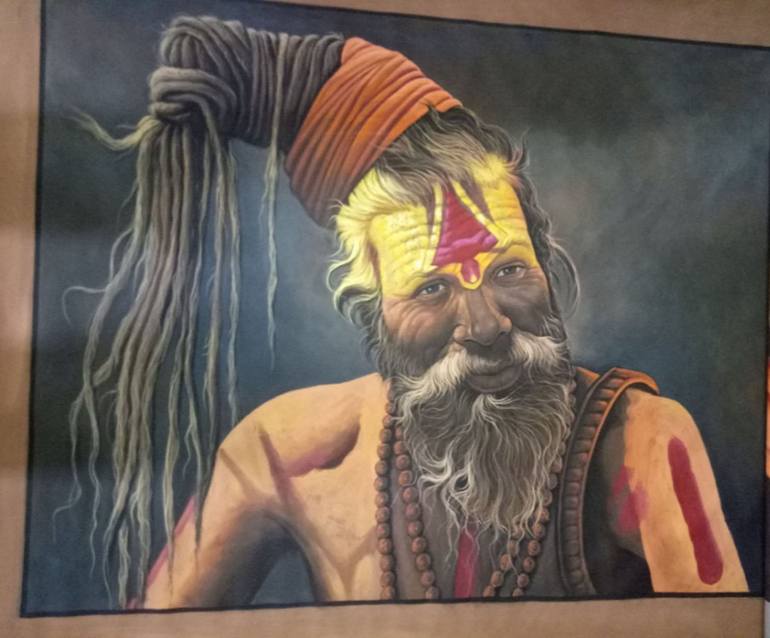 Original Sadhu Agori Painting Painting by manish vaishnav | Saatchi Art