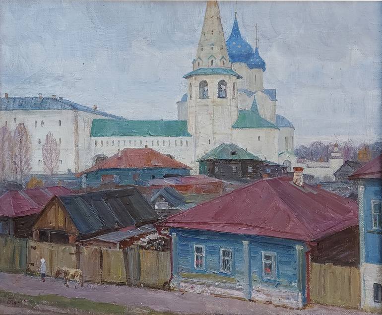 Russian classical painting / Old street Painting by Sergei Gusev ...
