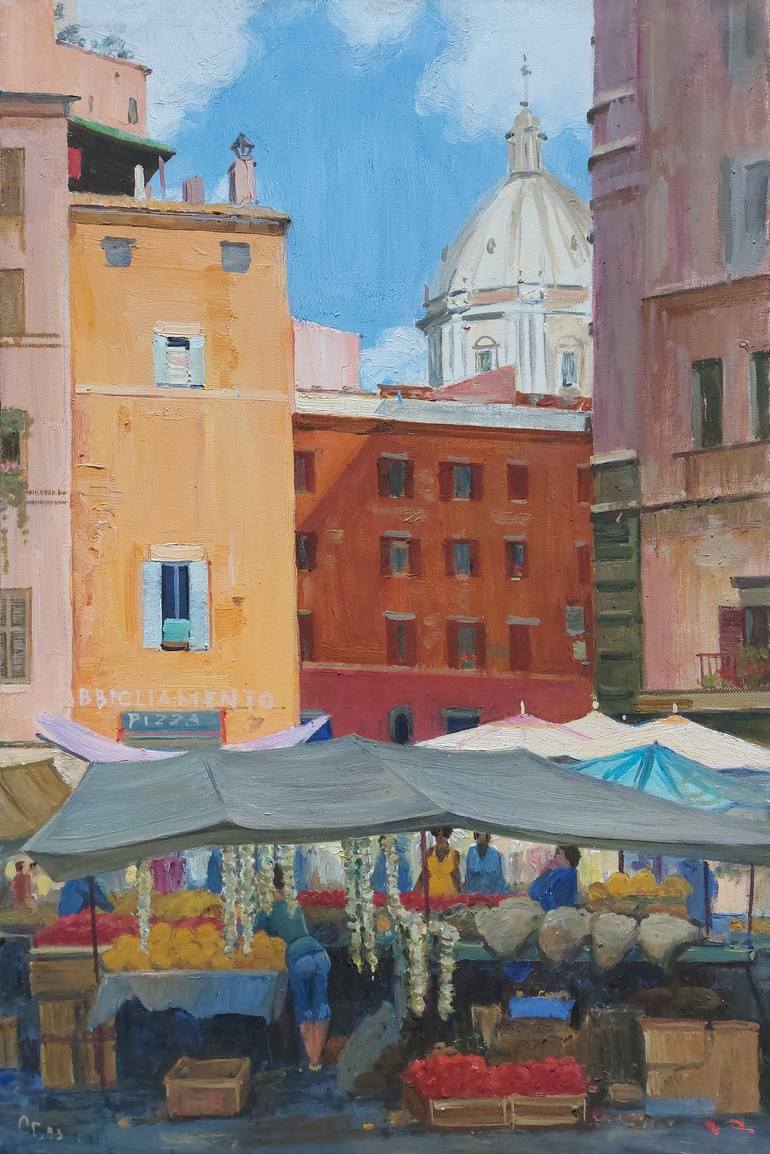 Campo di fiori. Roma Painting by Sergei Gusev | Saatchi Art