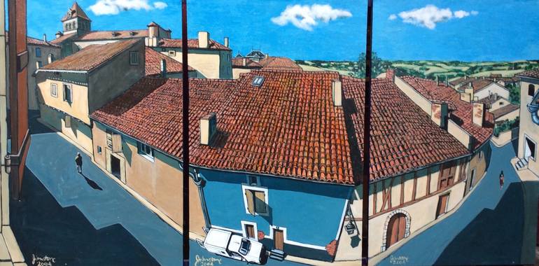 MEDIEVAL VILLAGE IN GASCONY Painting by Ray Johnstone | Saatchi Art