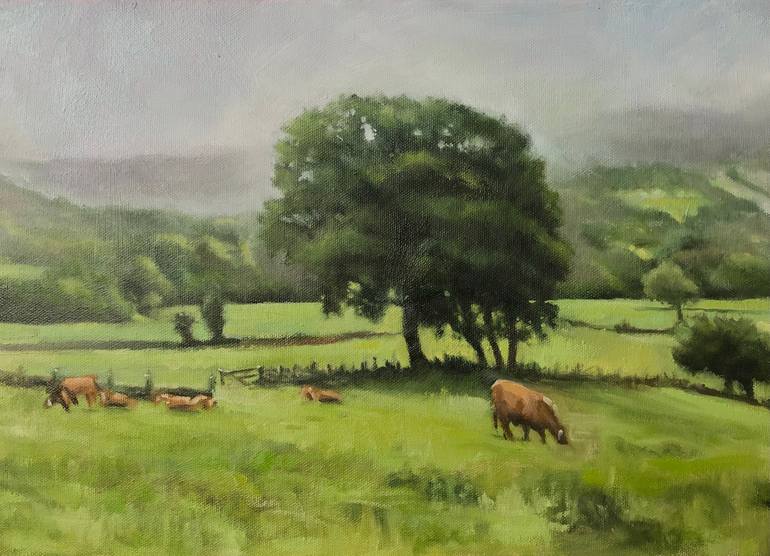 Lush green landscape in the Yorkshire Dales Painting by simon broom ...