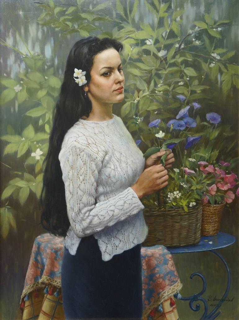 In the garden Painting by Vladimir Alexandrov | Saatchi Art
