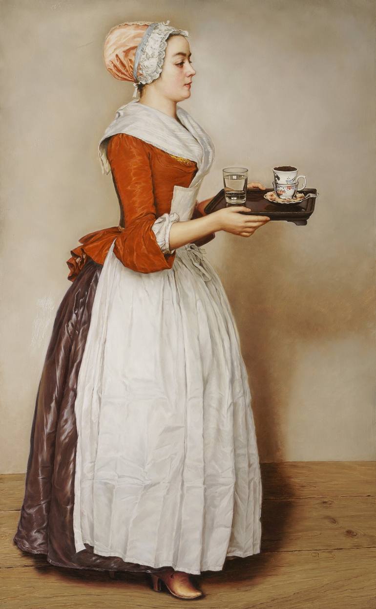 A copy of the painting by Jean-Etienne Liotard Chocolate Girl Painting ...
