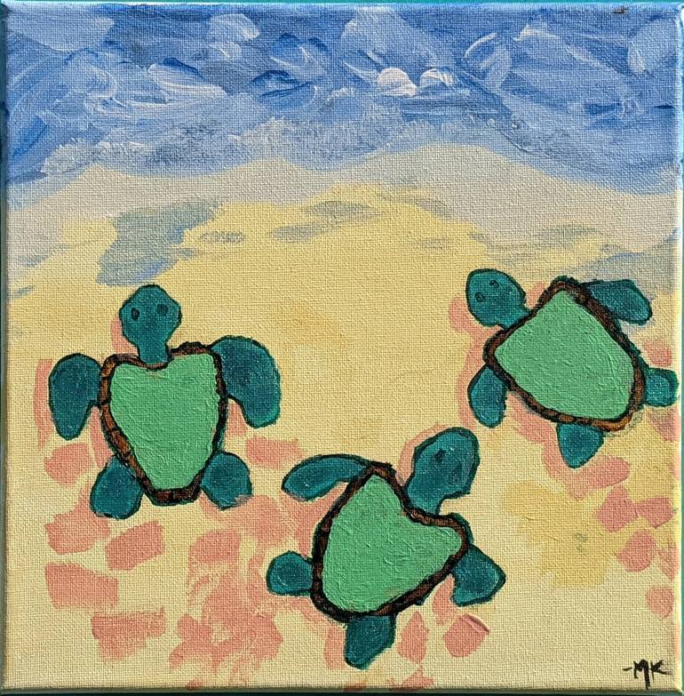 March of the Turtles Painting by Michael Kusek | Saatchi Art