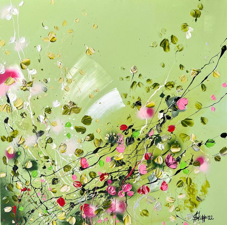 Square large acrylic painting “Pistachio II” Painting by Anastassia ...