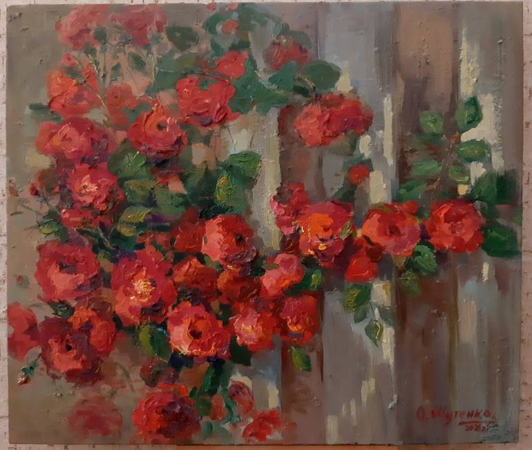 Weaving rose Painting by Oksana Shutenko | Saatchi Art