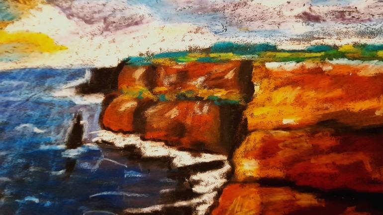 Cliffs of Moher Painting Drawing by Maryna Yasar | Saatchi Art