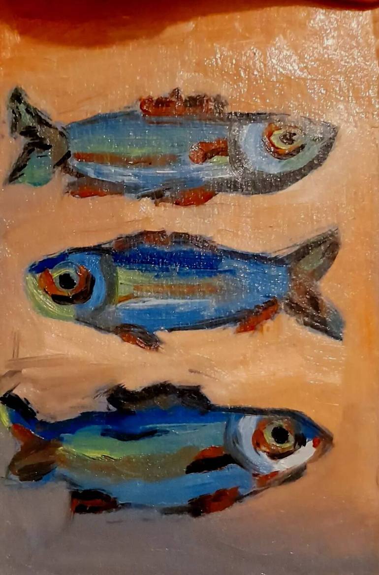 Fish Still Life French Kitchen Wall Art Painting by Maryna Yasar ...