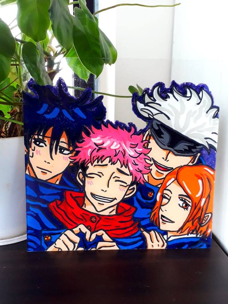 Jujutsu kaisen glass painting Painting by Amateur Scribbler | Saatchi Art