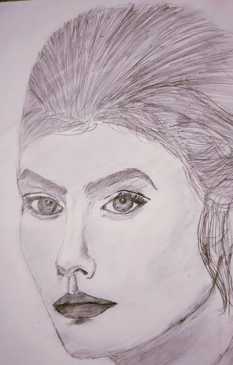 A Lady Staring at You!! Drawing by Anuradha Malhotra | Saatchi Art