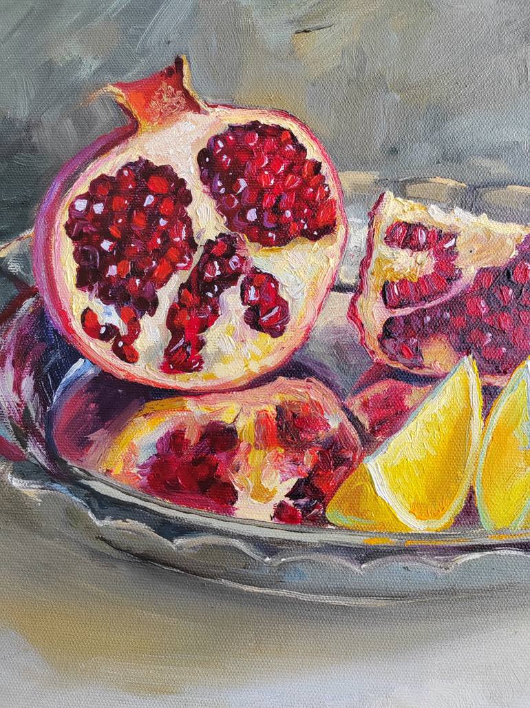 Pomegranate fruit still life original oil painting Painting by Leyla ...